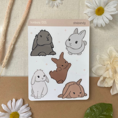 Bunnies Sticker Sheet Cute Kawaii Rabbit Bunny Stickers - Etsy