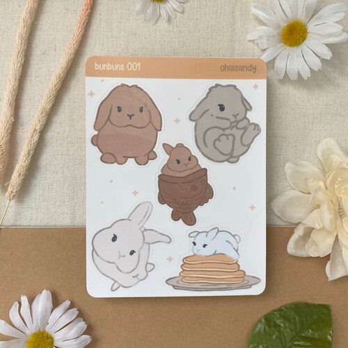 Bunnies Sticker Sheet Cute Kawaii Rabbit Bunny Stickers - Etsy