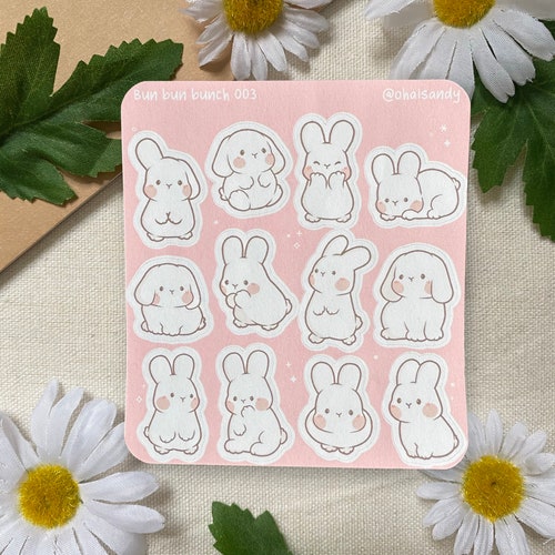 Bunnies Sticker Sheet Cute Kawaii Rabbit Bunny Stickers - Etsy