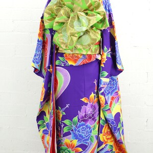 Vintage Purple Rose Design Wedding Furisode Kimono Synthetic - Etsy