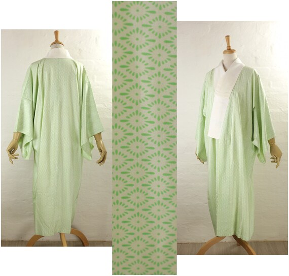 Vintage White&Green 'Hishi Gata'Pattern Wide Collar N… - Gem