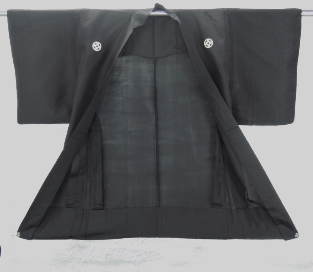 1930's Antique Hitoe Men's Formal Haori Kimono Jacket, IZUTSU Crest ...