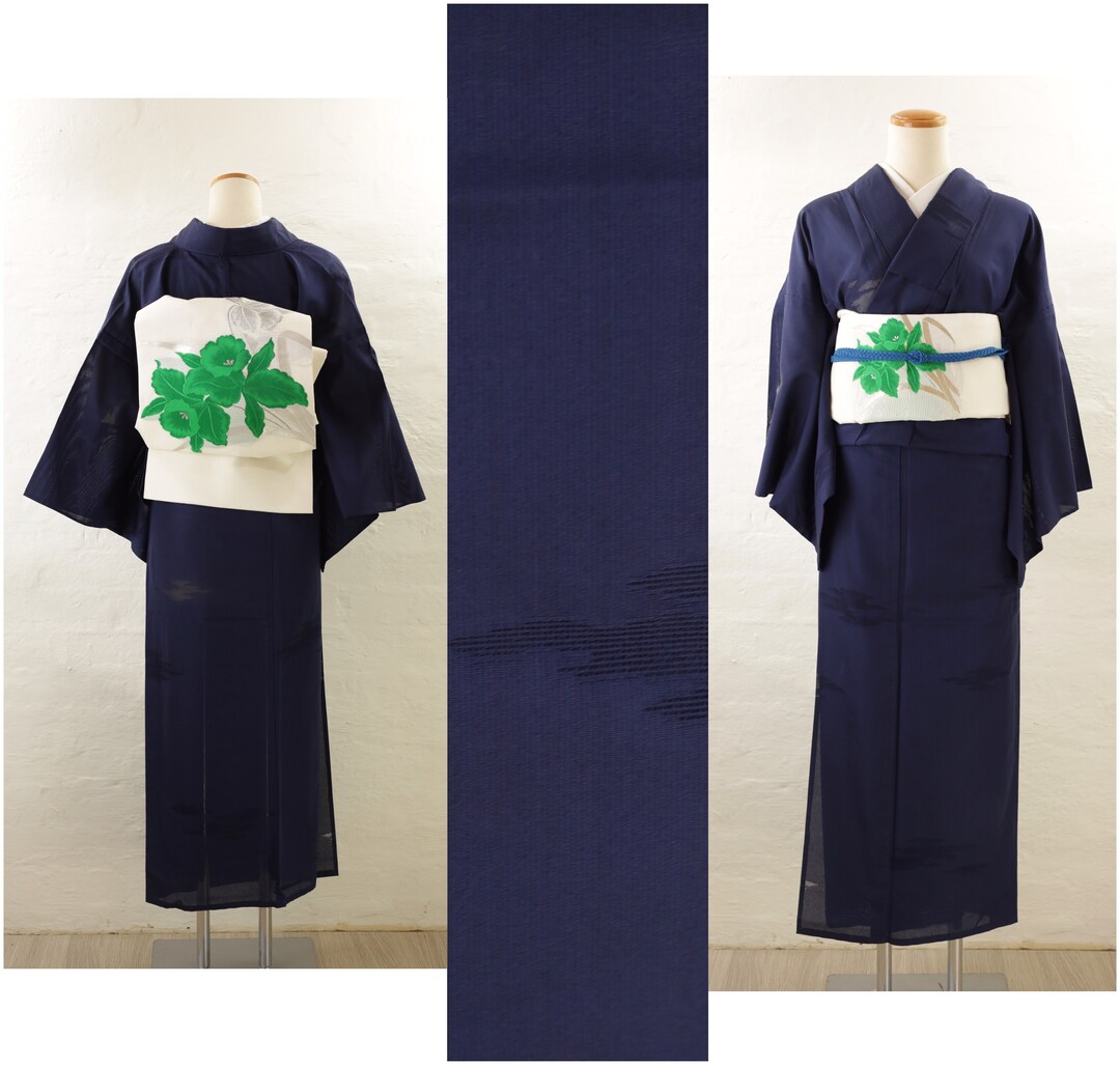 Vintage Summer Sheer Iromuji Kimono, Dark Blue | Silk | Traditional ...