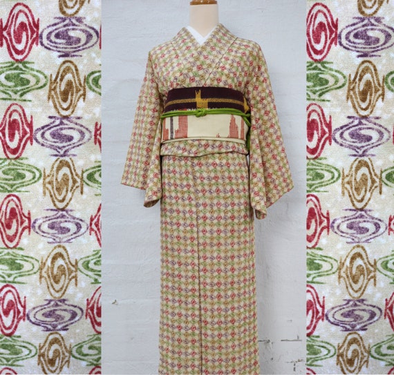 Vintage Hitoe Kimono , unique twirl pattern, silk, su… - Gem