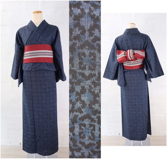 Vintage Hitoe Kimono Tumugi Oriental Design Silk | Etsy