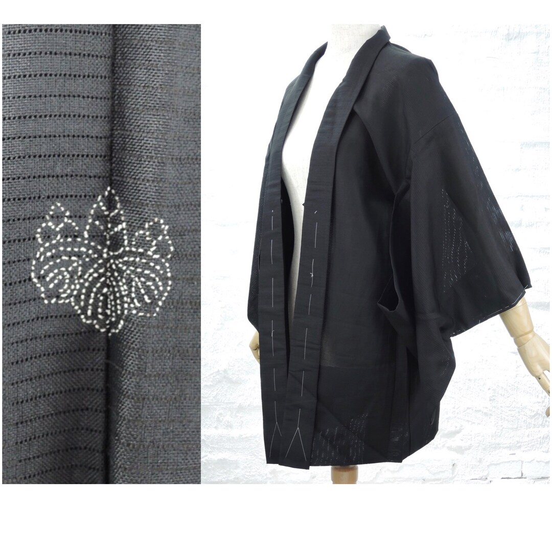 Vintage Summer Haori Kimono Jacket Black Montuki Ro Sheer - Etsy