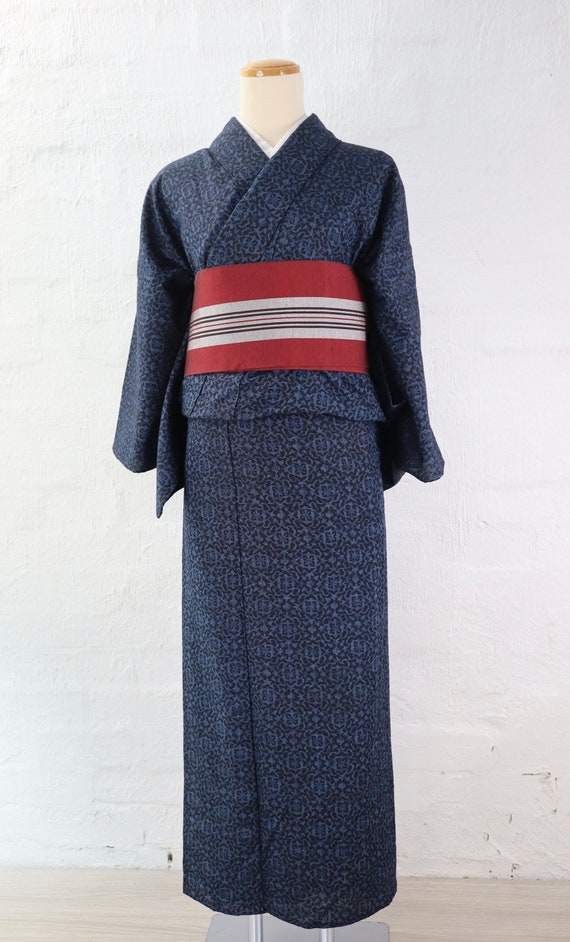 Vintage Hitoe Kimono, Tumugi, Oriental design, Silk - Gem