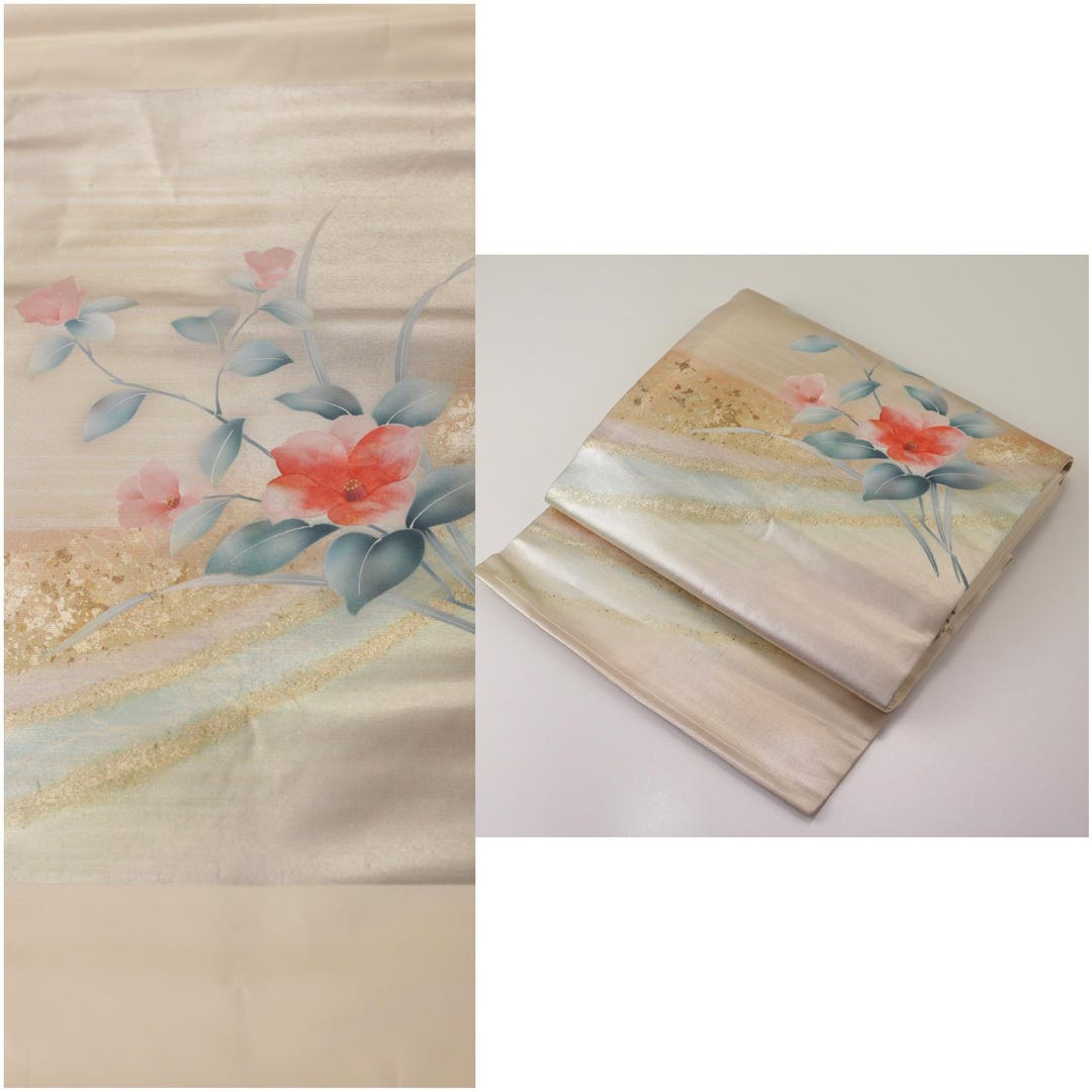 Vintage Nagoya Obi, Kimono Belt, Flower Design | Silk | Traditional ...