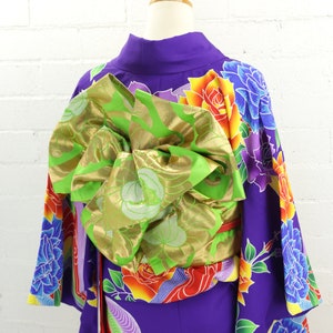 Vintage Purple Rose Design Wedding Furisode Kimono Synthetic - Etsy
