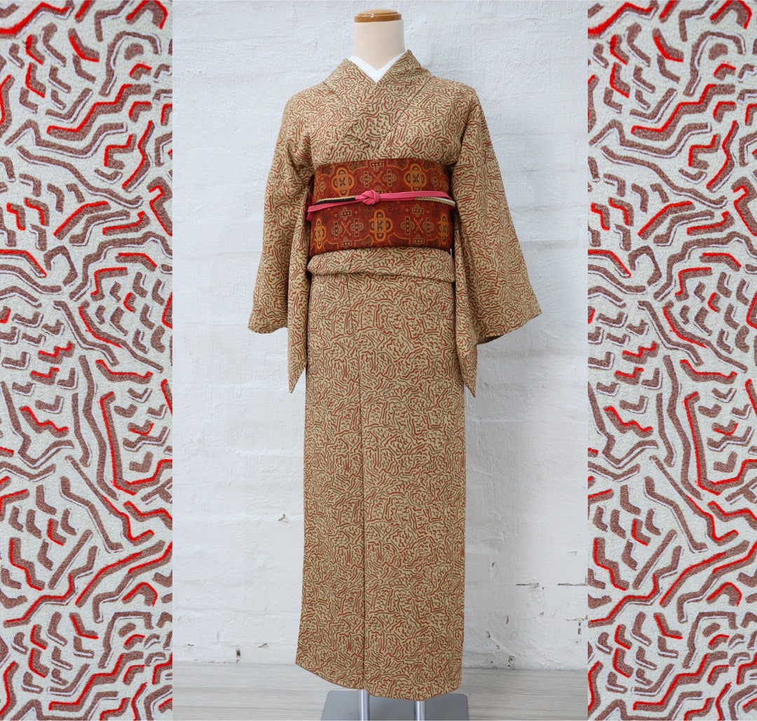 Vintage Komon Kimono, Modern Art Pattern, Silk - Etsy