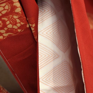 Vintage Brown Red Haori, Kimono Jacket, Oriental Pattern | Synthetic ...
