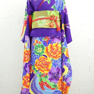 Vintage Purple Rose Design Wedding Furisode Kimono Synthetic - Etsy