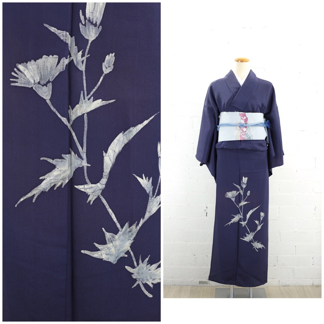 Wide Size, Vintage Hitoe Semi-formal Kimono Silk Traditional Kimono ...