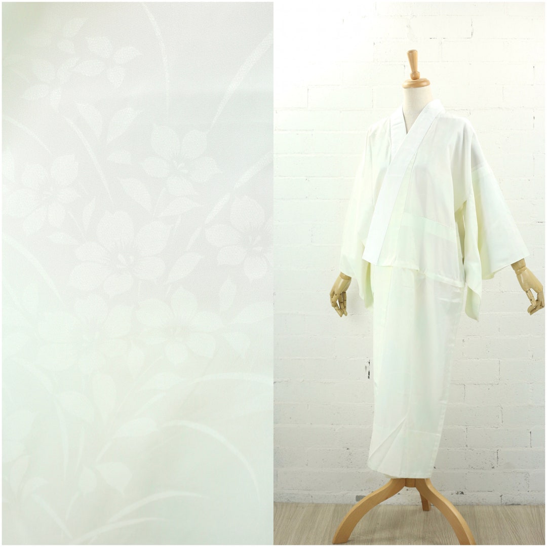 Vintage Pale Turquoise Bokashi, Flower Pattern Naga Juban, 'muso ...