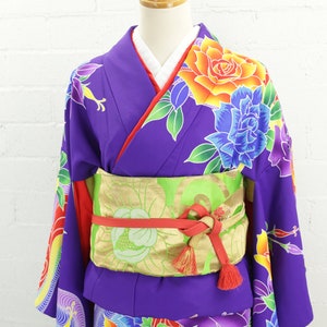 Vintage Purple Rose Design Wedding Furisode Kimono Synthetic - Etsy