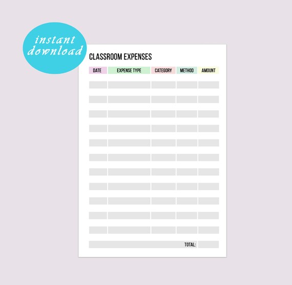 Printable Classroom Expenses Printable Planner Insert | Etsy