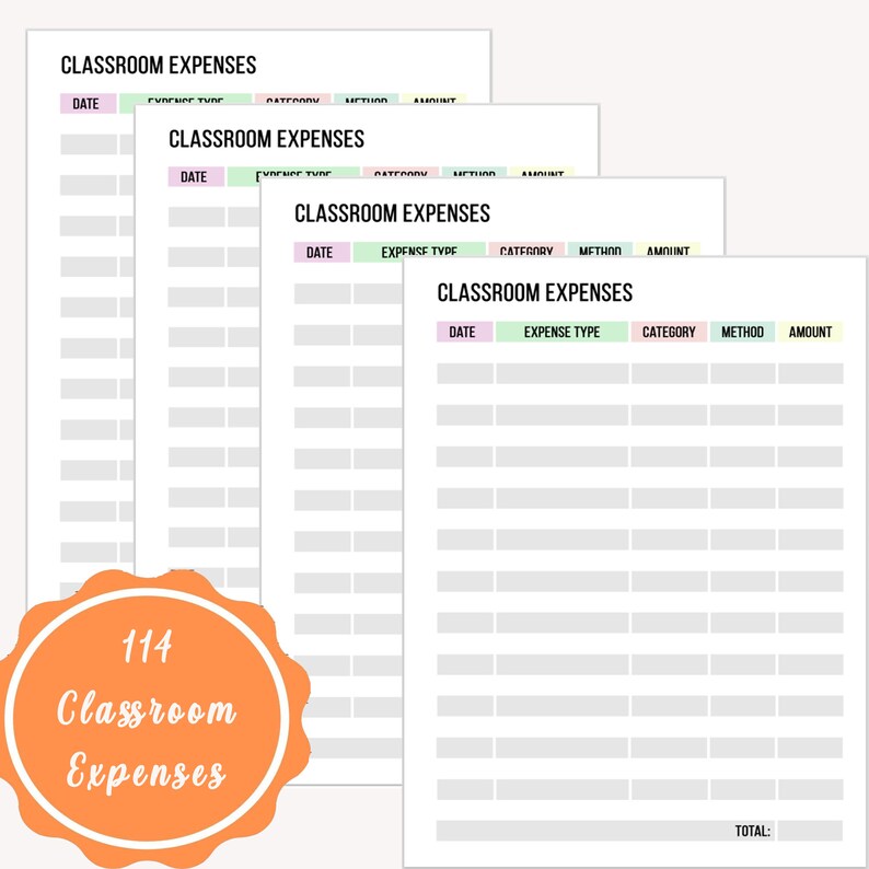 Printable Classroom Expenses Printable Planner Insert - Etsy