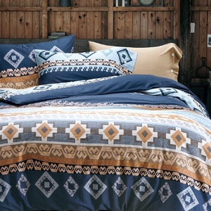 Bohemian Patterned Bedding 400TC Duvet Cover 3pc Set & 2 Shams Aztec All-natural Modern Ultra ...