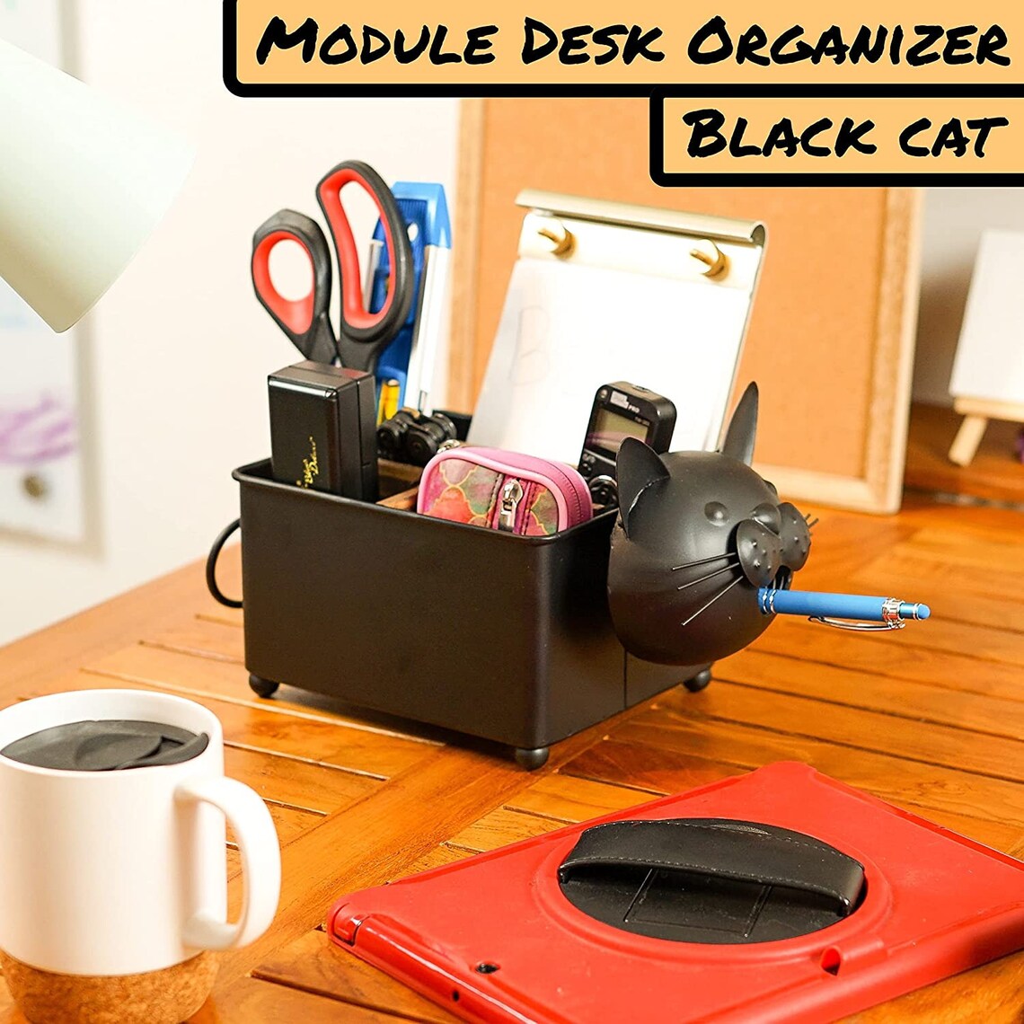 Desk Organizer CAT Design Storage Compartments - Gifts for Animal ...