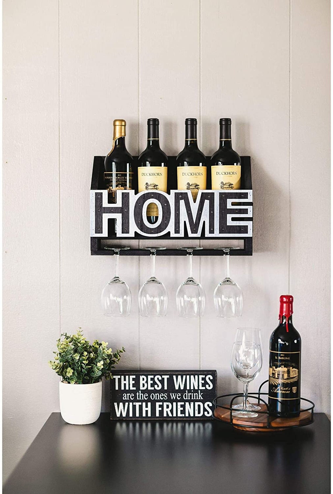 LED Wine Rack Light up 4-bottle & 4-glass Holder Vintage - Etsy