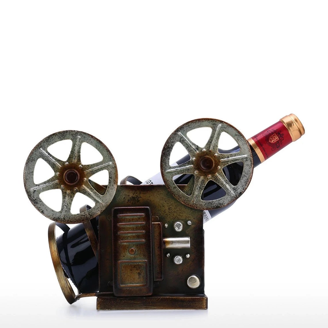 Vintage Wine Bottle Holder Cinema Projector Design Drink Storage ...