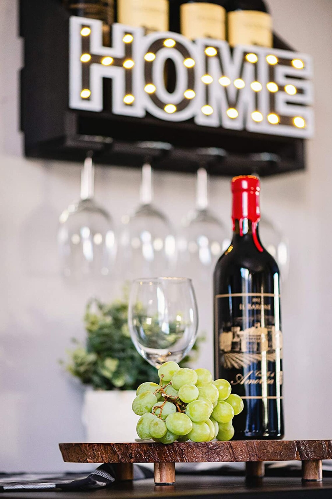 LED Wine Rack Light up 4-bottle & 4-glass Holder Vintage - Etsy