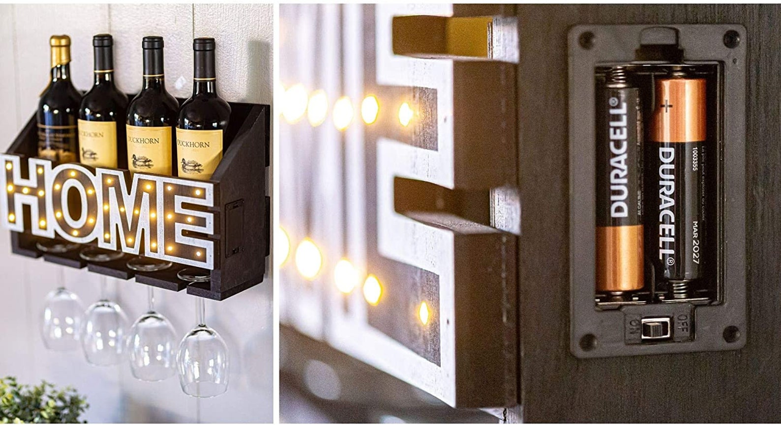 LED Wine Rack Light up 4-bottle & 4-glass Holder Vintage - Etsy