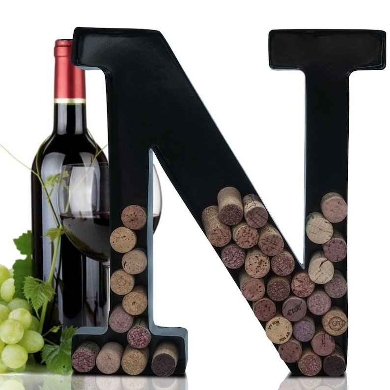 Personalized Wine Cork Holder Letter N Alphabet Shape Letra Abecedario ...