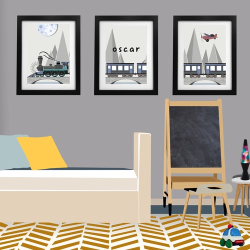 Train Door Corner Boys Room Train Art Train Nursery Art | Etsy