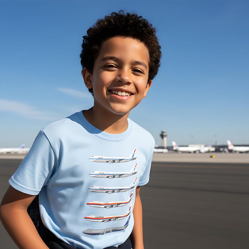 United Airlines Boeing 747-100 Livery Evolution Unisex Kids T-shirt - Etsy