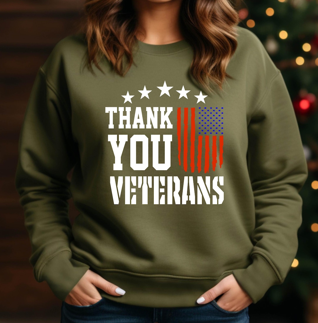 Thank You Veterans Sweatshirt, USA Flag Shirt, Military Gift Veteran ...