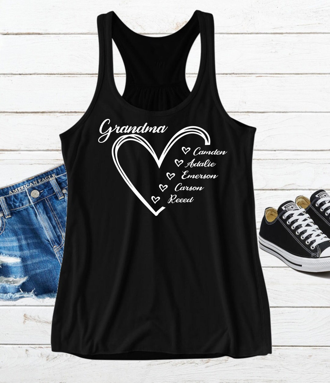 Custom Grandma Tank Top, Grandma Heart Tank Top, Grandma Shirt ...