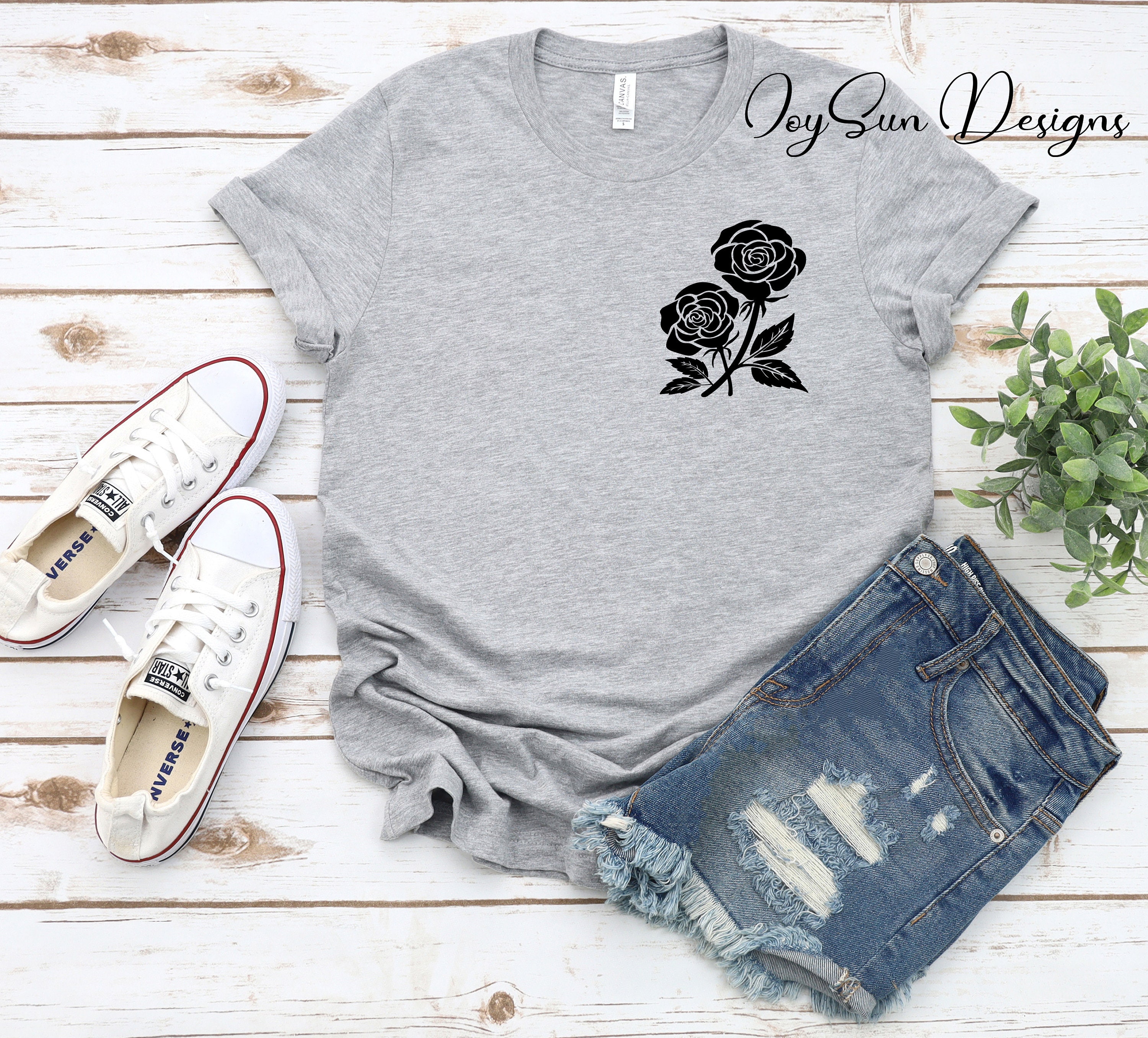 Rose Flowers Tshirt, Pocket Top Floral Gifts, Flower Tees, Rose Gifts ...