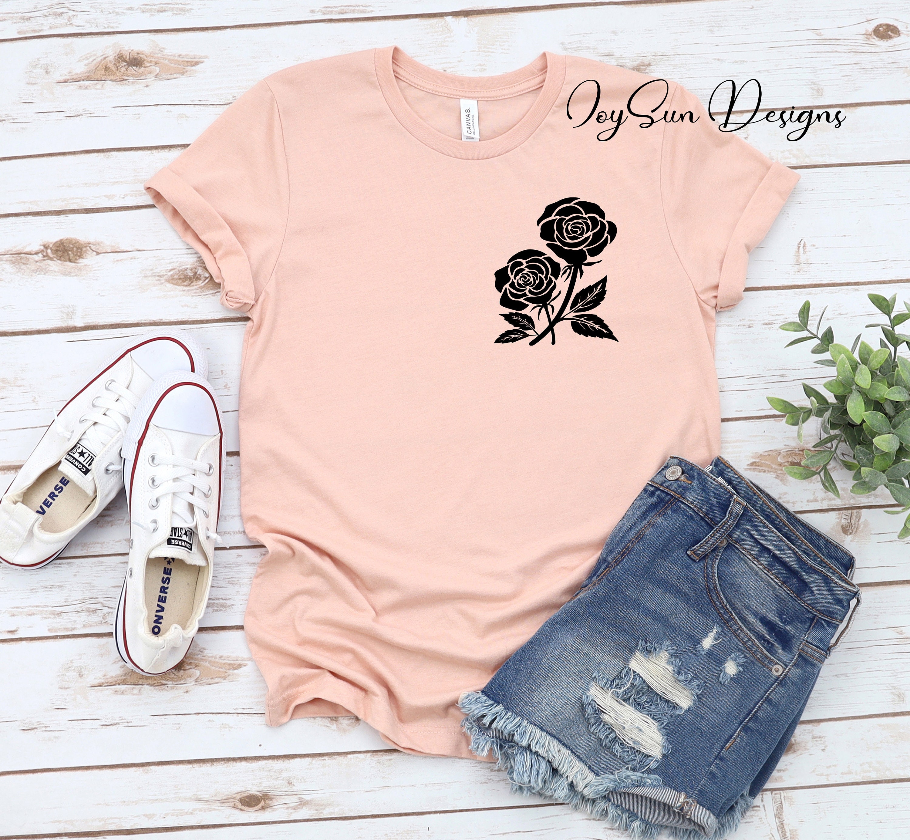 Rose Flowers Tshirt, Pocket Top Floral Gifts, Flower Tees, Rose Gifts ...