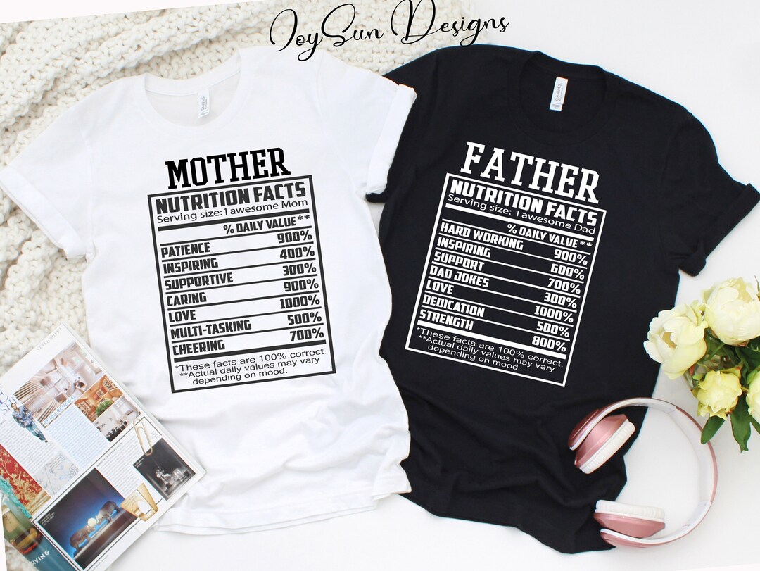 Mom and Dad Nutrition Facts Shirt, Mom Nutrition Facts Shirt, Nutrition ...