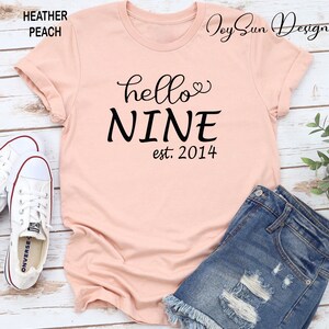 Hello Nine Shirt, 9th Birthday Shirt, Est 2014 Shirt, Nineth Birthday ...