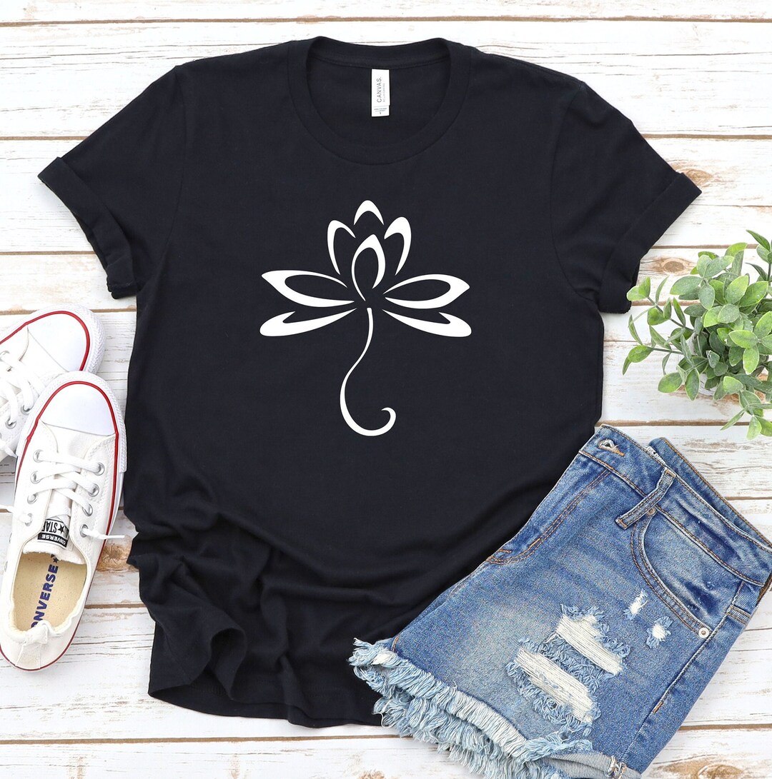Lotus Flower Shirt, Lotus Shirt, Flower T-shirt, Minimalist Pattern ...
