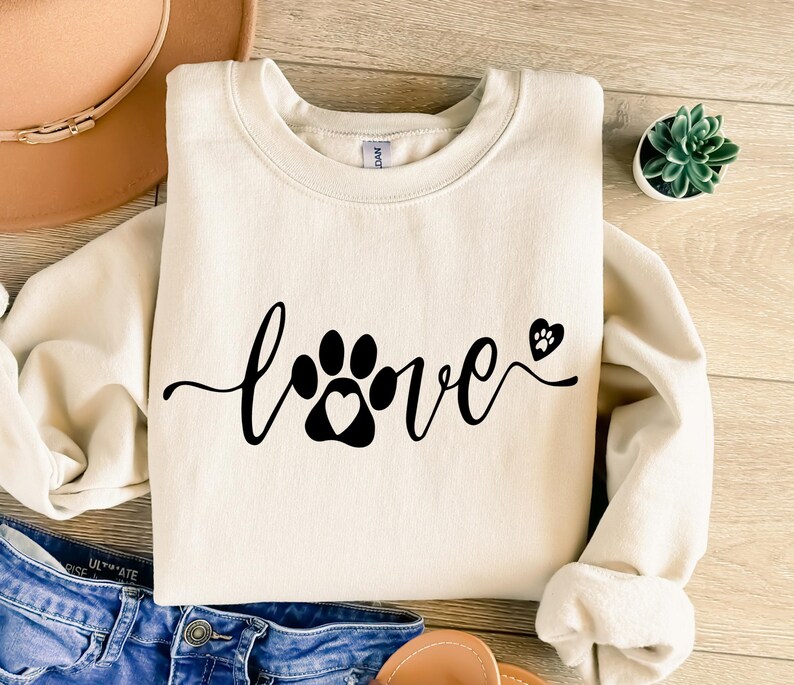 Dog Paw Tshirt, Love Dog Sweatshirt, Dog Lover Sweatshirt, Paw Print ...