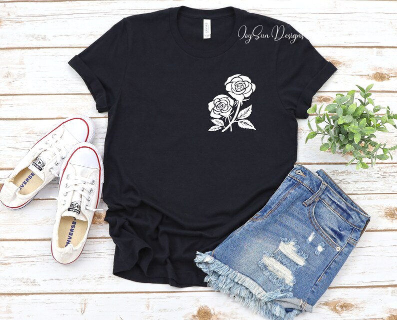 Rose Flowers Tshirt, Pocket Top Floral Gifts, Flower Tees, Rose Gifts ...