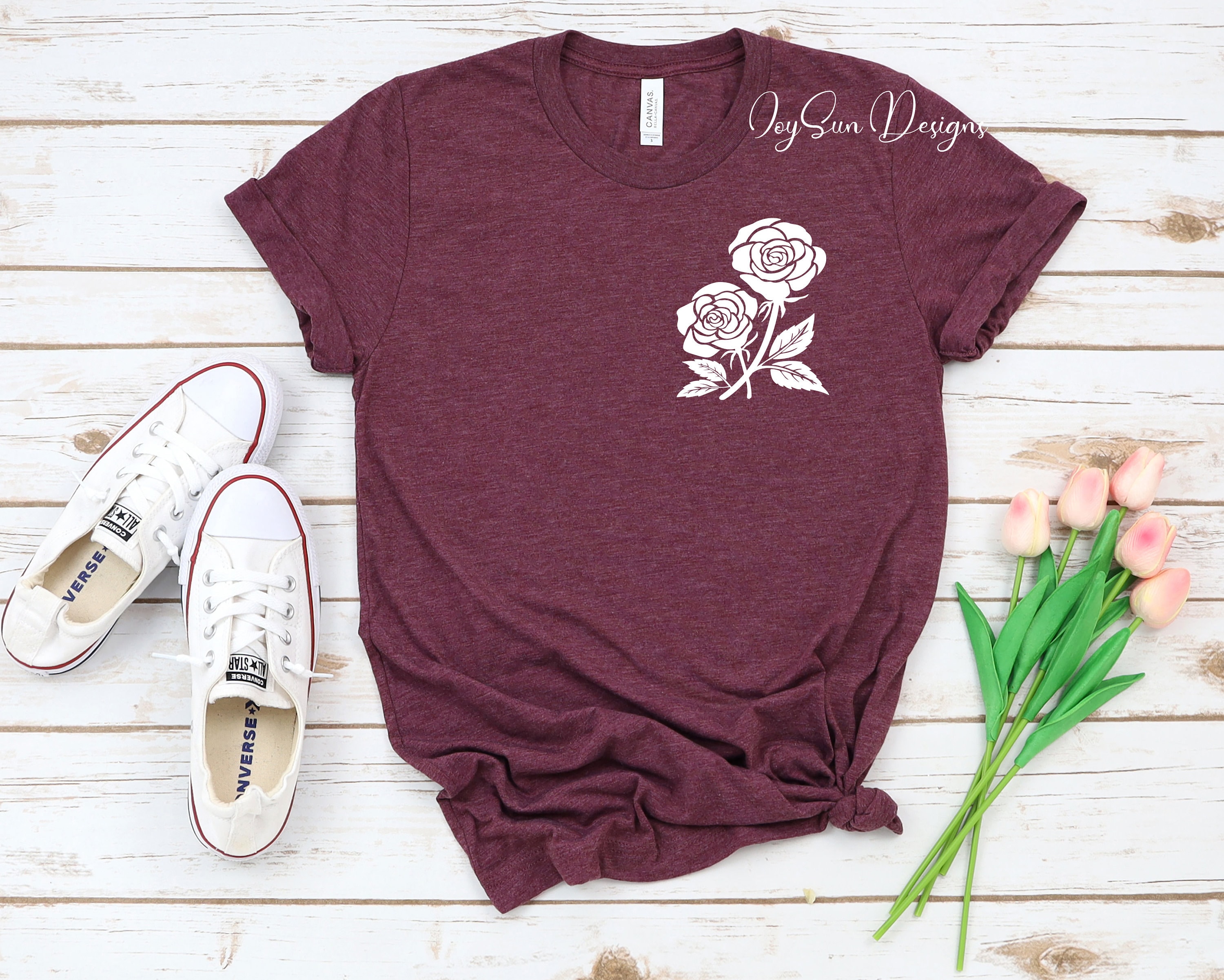 Rose Flowers Tshirt, Pocket Top Floral Gifts, Flower Tees, Rose Gifts ...