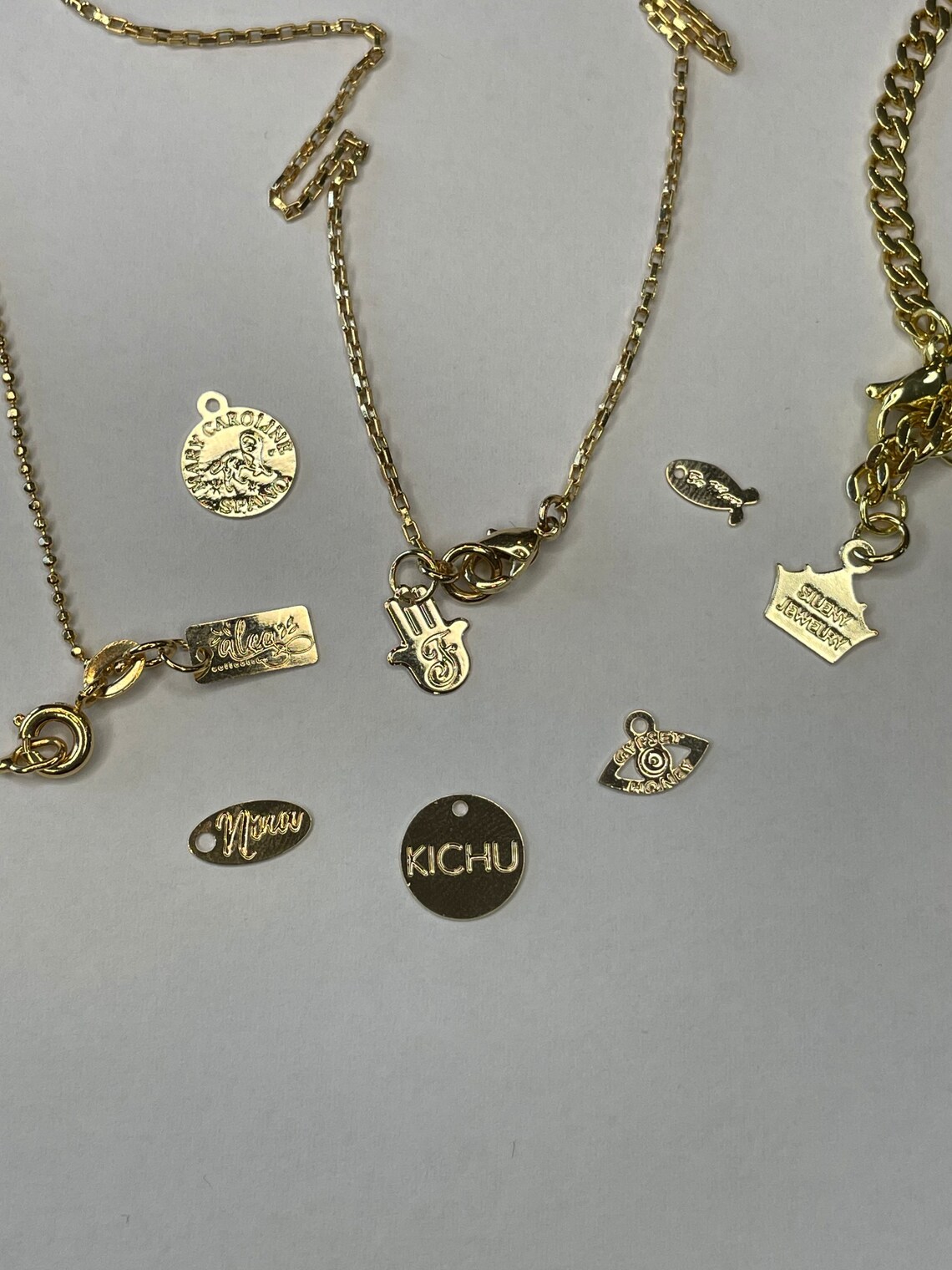 Custom Tag Engraved Jewelry Charms Gold Plated Brand Logo - Etsy