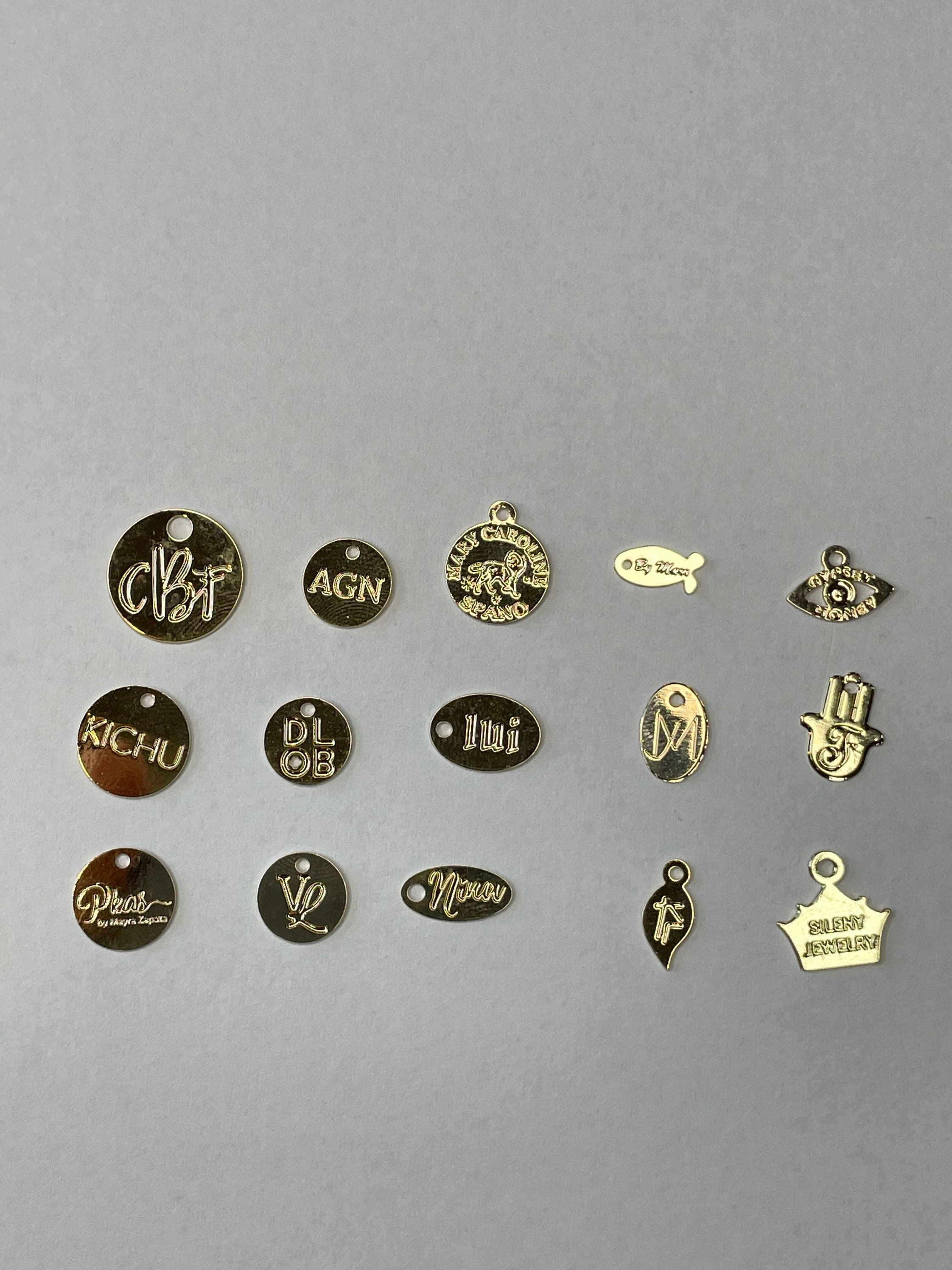 Custom Tag Engraved Jewelry Charms Gold Plated Brand Logo - Etsy
