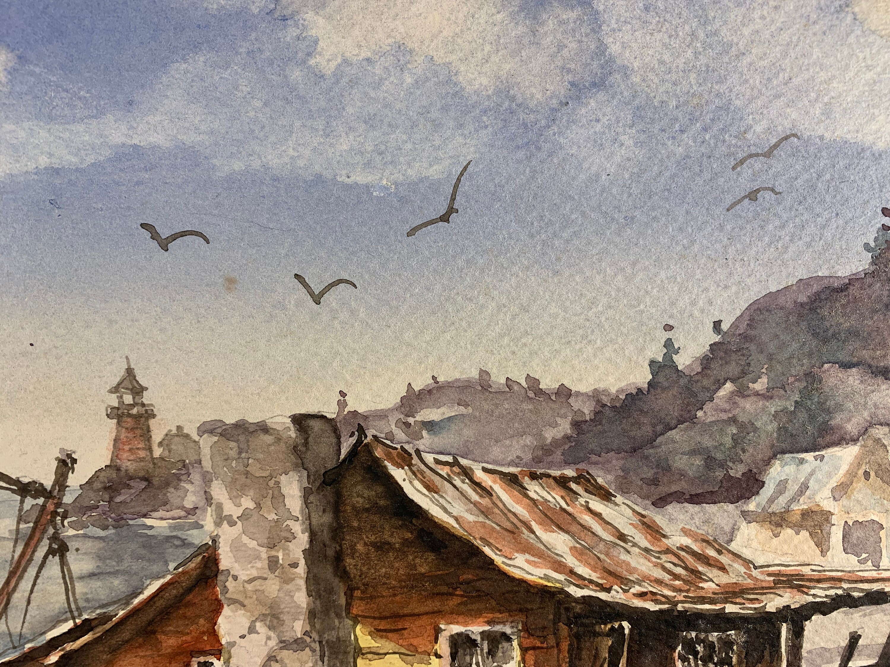 L. DEVOE Signed Watercolor “tall Tales” Fisherman by the Harborl. - Etsy