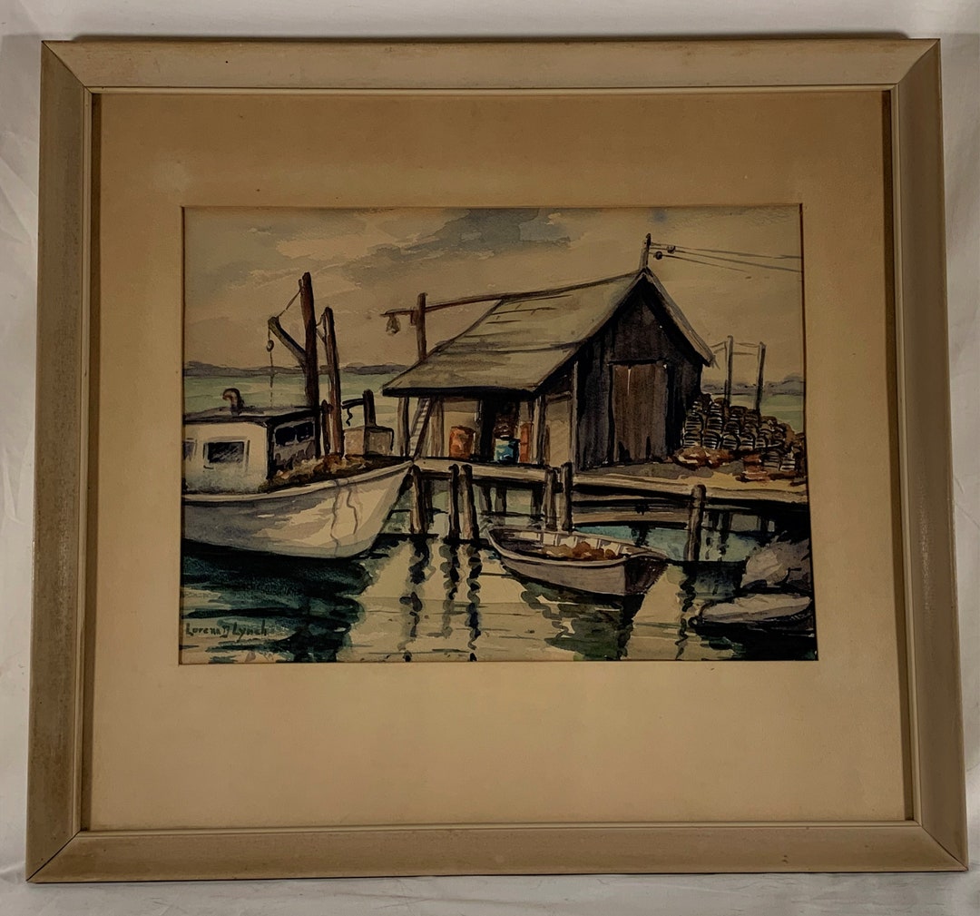 LORENA BABBITT LYNCH (american,mid-20th Century) New England Harbor ...