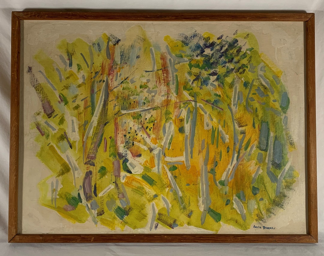 AARON BERKMAN (american, 1900-1991) Modernist Oil on Board “landscape ...