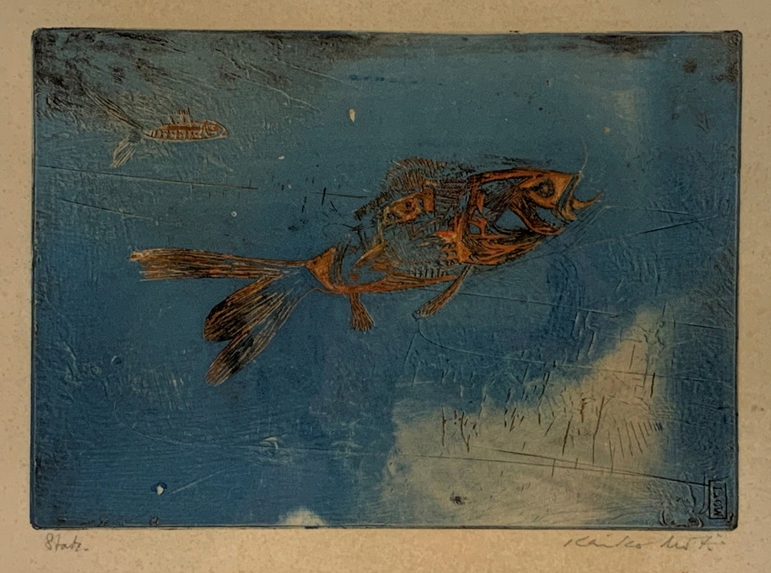 KAIKO MOTI (1921-1989) Original Signed Colored Etching “fish” - Etsy