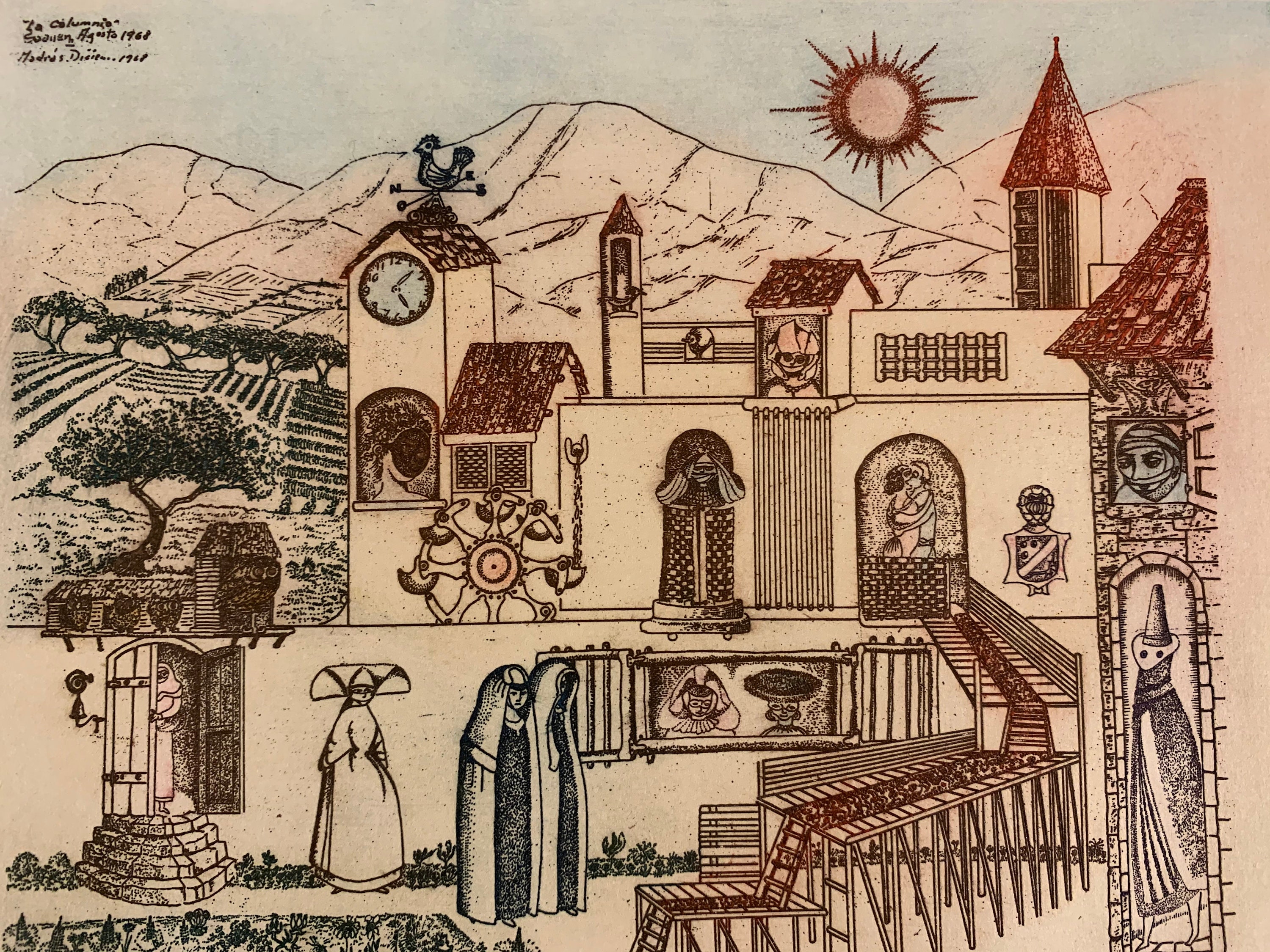 GUILLERMO SILVA SANTAMARIA (1921-2007) Original Etching Titled “la ...