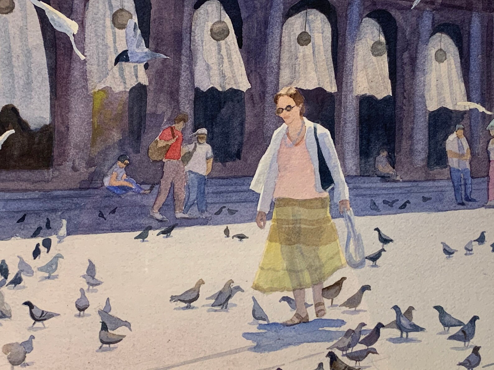 ANN C. TAYLOR (american, Contemporary) Watercolor “american in Venice ...