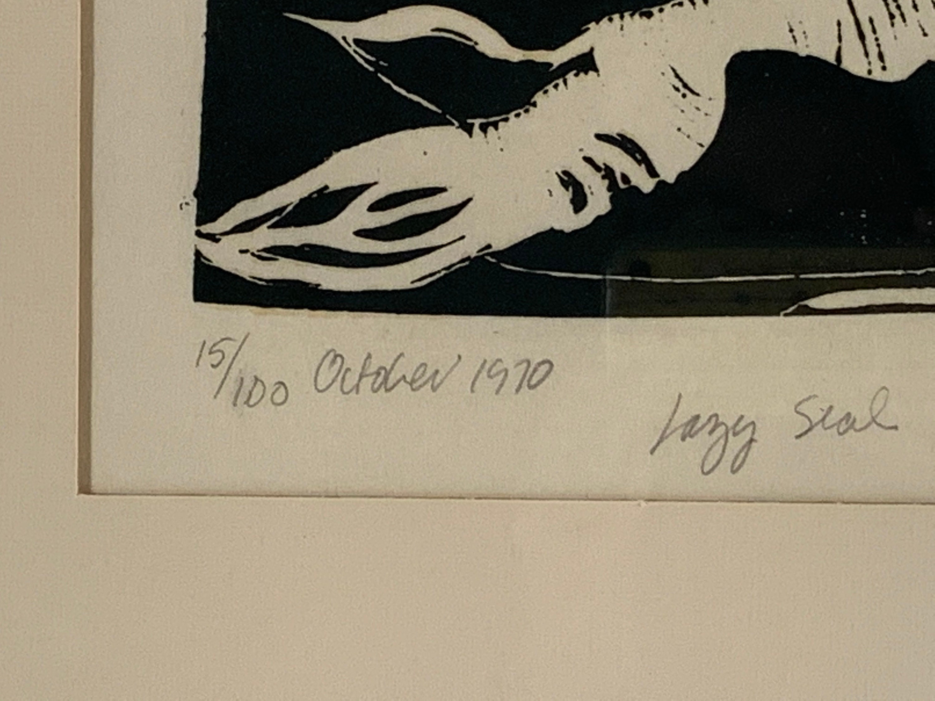 Original Woodblock Print lazy Seal Signed and Dated October 1970 ...