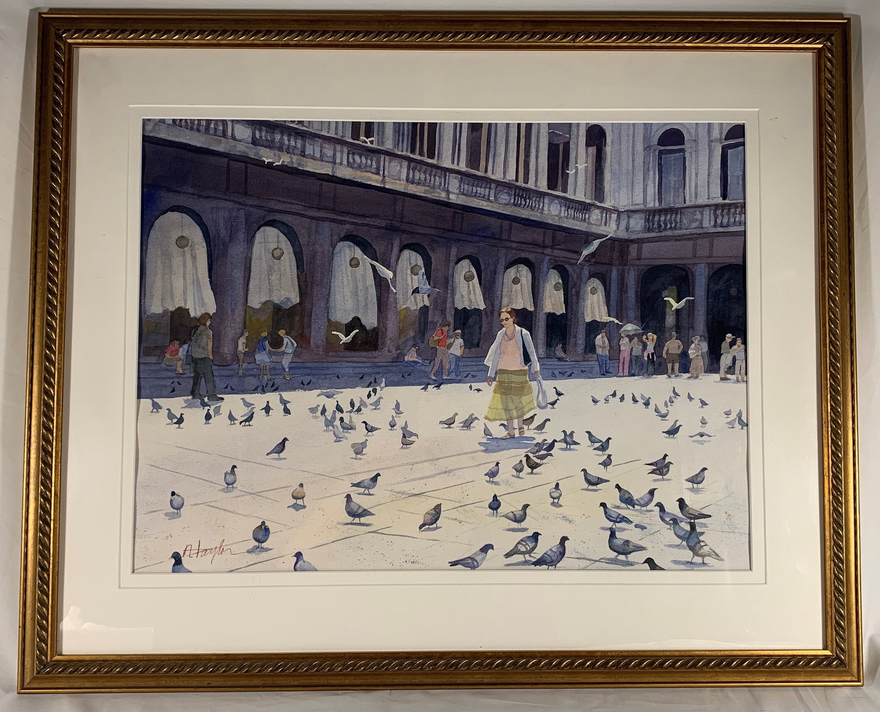 ANN C. TAYLOR (american, Contemporary) Watercolor “american in Venice ...
